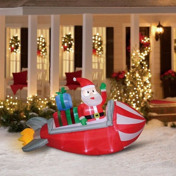 Holiday Time | Holiday | Holiday Time Santa Rocket Christmas Inflatable ...